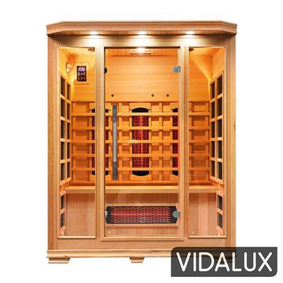 Vidalux Solara 3 Person Full Spectrum Infrared Sauna with Complete Heat