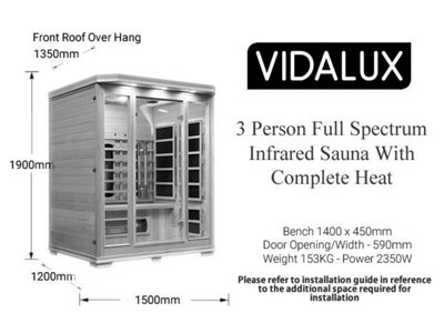 Vidalux Solara 3 Person Full Spectrum Infrared Sauna with Complete Heat