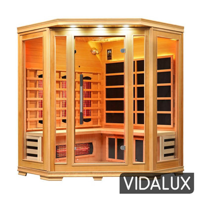 Vidalux Solara 4 Person Corner Full Spectrum Infrared Sauna With Complete Heat