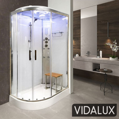 Vidalux SS1200 Left Hydro Shower Cabin Enclosure 1200 x 800 - White