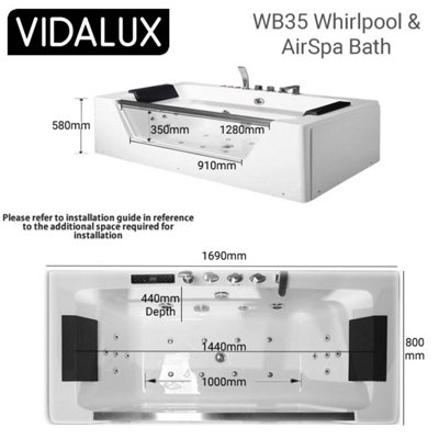 Vidalux WB35 Deluxe Whirlpool & Airspa Bath