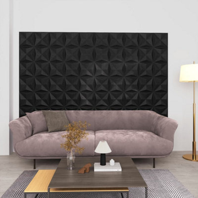 Vidaxl 3d Wall Panels 12 Pcs 50x50 Cm Origami Black 3 M² Wall Panels