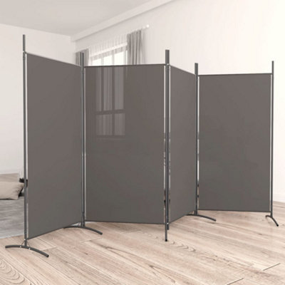 Vidaxl 4-panel Room Divider Anthracite 346x180 Cm Fabric Room Dividers