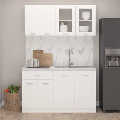 VIDAXL 4 PIECE KITCHEN CABINET SET LYON WHITE ENGINEERED WOOD