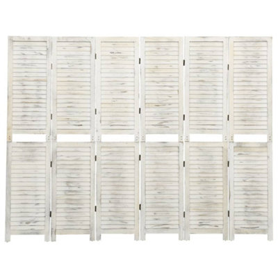 Vidaxl 6-panel Room Divider Antique White 215x166 Cm Solid Wood Room ...