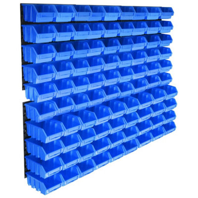 Vidaxl 96 Piece Storage Bin Kit With Wall Panels Blue Storage Bin Kits