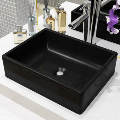 Vidaxl Basin Ceramic Rectangular Black 41x30x12 Cm Basins