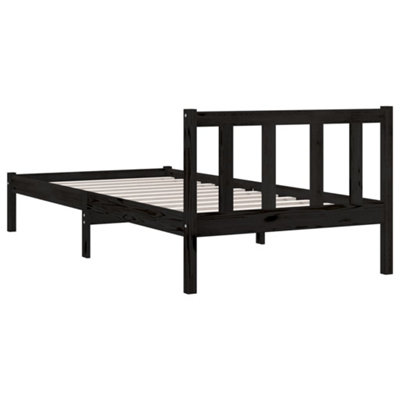 Vidaxl Bed Frame Without Mattress Black Solid Wood Small Single Bed Frames