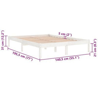 Vidaxl Bed Frame Without Mattress White Solid Wood Double