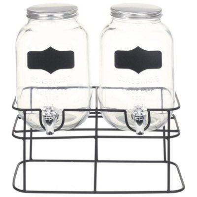 Vidaxl Beverage Dispensers 2 Pcs With Stand 2 X 4 L Glass