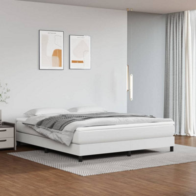 Vidaxl Box Spring Bed Frame White Super King Faux Leather (uk/ie/fi/no ...
