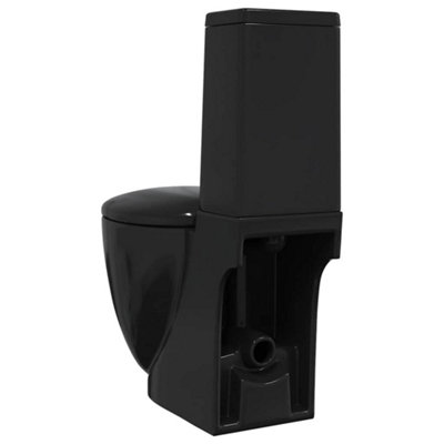 Vidaxl Ceramic Toilet Back Water Flow Black