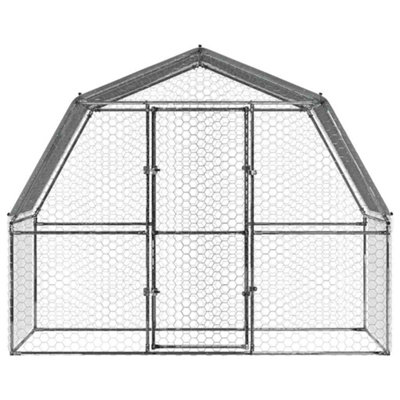 Vidaxl Chicken Cage With Roof And Door Silver Galvanised Steel