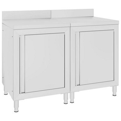 Vidaxl Commercial Work Table Cabinet 120x60x96 Cm Stainless Steel Work ...