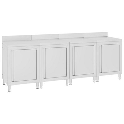 Vidaxl Commercial Work Table Cabinet 240x60x96 Cm Stainless Steel Work ...