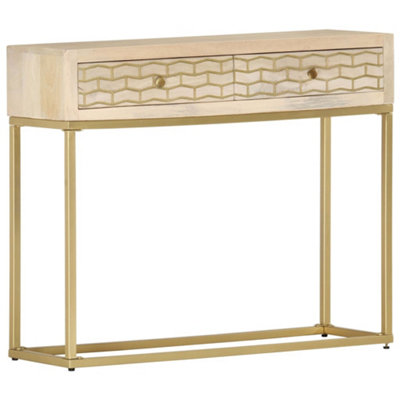 vidaXL Console Table Gold 90x30x75 cm Solid Mango Wood