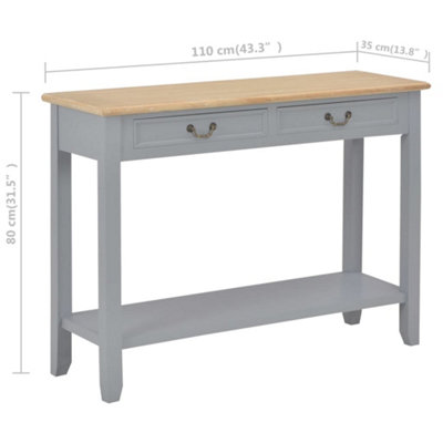 vidaXL Console Table Grey 110x35x80 cm Wood