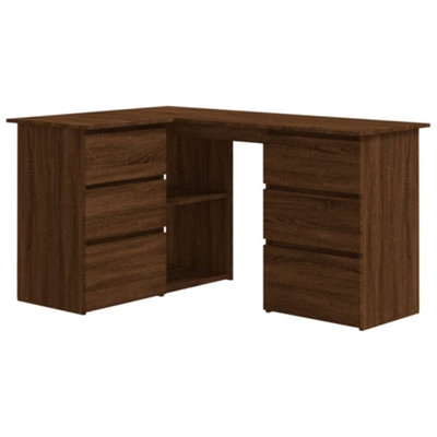 Vidaxl Corner Desk Brown Oak 145x100x76 Cm Engineered Wood Corner Desks