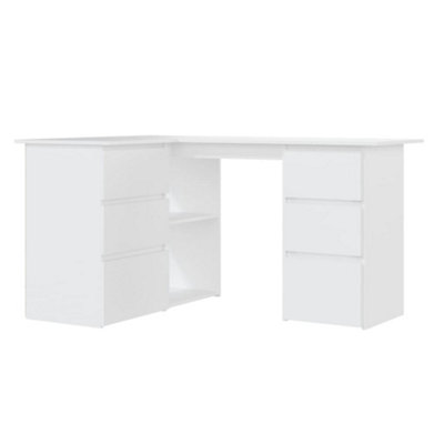 Vidaxl Corner Desk White 145x100x76 Cm Engineered Wood Corner Desks