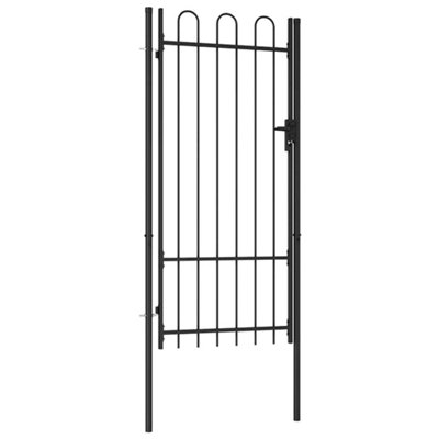 Vidaxl Fence Gate Single Door With Arched Top Steel 1x2 M Black