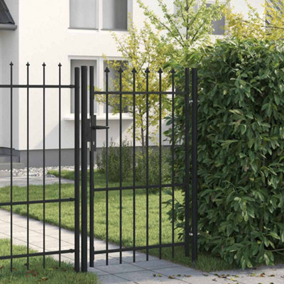 Vidaxl Fence Gate Single Door With Spike Top Steel 1x1.5 M Black