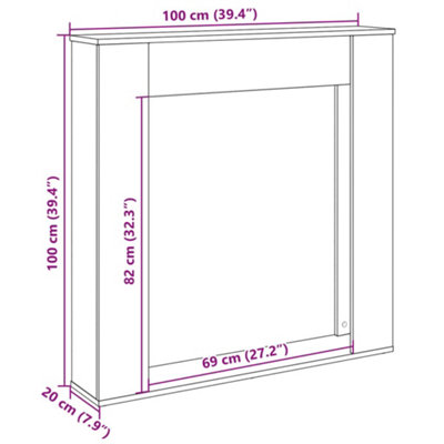 Vidaxl Fireplace Surround Smoked Oak 100x20x100 Cm Engineered Wood