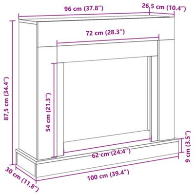 Vidaxl Fireplace Surround Smoked Oak 100x30x87.5 Cm Engineered Wood
