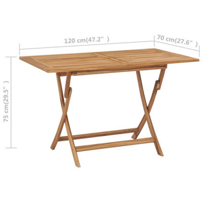 Vidaxl Folding Garden Table 120x70x75 Cm Solid Teak Wood