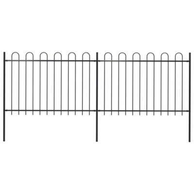 vidaXL Garden Fence with Hoop Top Steel 3.4x1.2 m Black