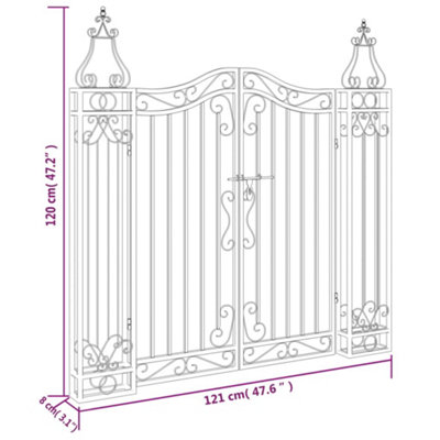 Vidaxl Garden Gate Black 121x8x120 Cm Wrought Iron Garden Gates