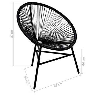Vidaxl Garden Moon Chair Poly Rattan Black