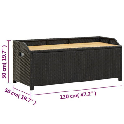 VIDAXL GARDEN STORAGE BENCH 120 CM POLY RATTAN BLACK