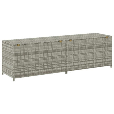 vidaXL Garden Storage Box Poly Rattan 200x50x60 cm Grey