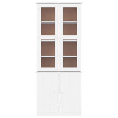 vidaXL Glass Display Cabinet ALTA White 77x35x186.5 cm Solid Wood Pine