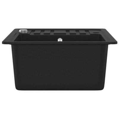 vidaXL Granite Kitchen Sink Single Basin Black