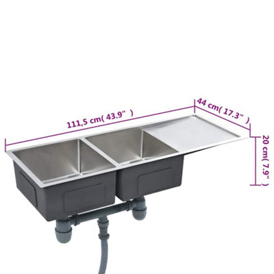 Vidaxl Handmade Kitchen Sink Stainless Steel