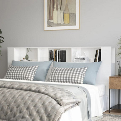 Vidaxl Headboard Cabinet High Gloss White 220x18.5x104.5 Cm Headboard ...