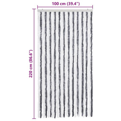 Vidaxl Insect Curtain Grey And White 100x220 Cm Chenille