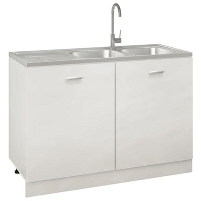 vidaXL Kitchen Sink with Double Sinks Silver 1200x500x155 mm Stainless ...