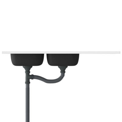 vidaXL Kitchen Sink with Double Sinks Silver 1200x500x155 mm Stainless ...