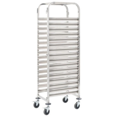 Vidaxl Kitchen Trolley For 16 Trays 38x55x163 Cm Stainless Steel Tray ...