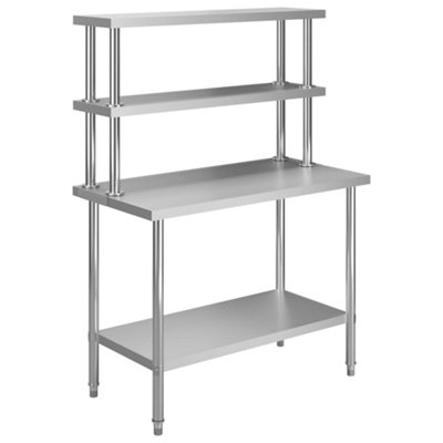 Vidaxl Kitchen Work Table With Overshelf 120x60x150 Cm Stainless Steel ...