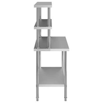Vidaxl Kitchen Work Table With Overshelf 120x60x150 Cm Stainless Steel ...