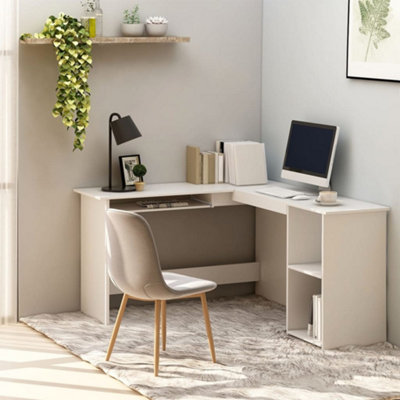 Vidaxl L-shaped Corner Desk White 120x140x75 Cm Engineered Wood Corner ...