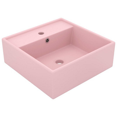Vidaxl Luxury Basin Overflow Square Matt Pink 41x41 Cm Ceramic
