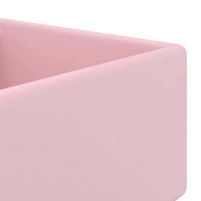 Vidaxl Luxury Basin Overflow Square Matt Pink 41x41 Cm Ceramic