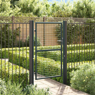 Vidaxl Mesh Garden Gate Galvanised Steel 100x200 Cm Grey Garden Gates