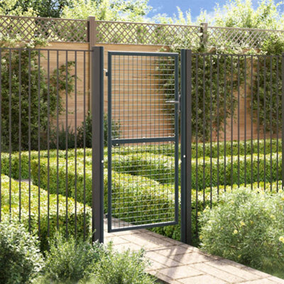 vidaXL Mesh Garden Gate Galvanised Steel 100x225 cm Grey
