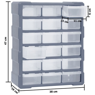 vidaXL Multi-drawer Organiser with 18 Middle Drawers 38x16x47 cm
