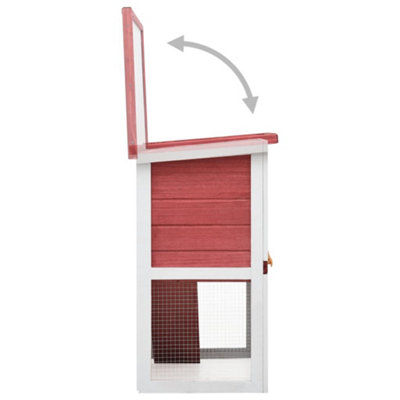 VIDAXL OUTDOOR RABBIT HUTCH 1 DOOR RED WOOD